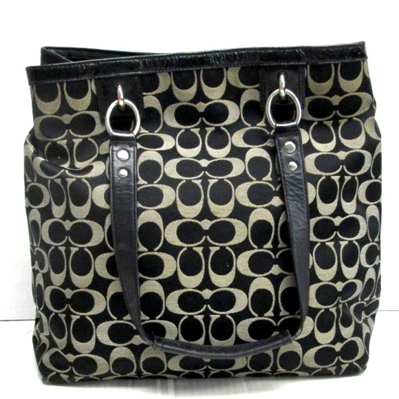 Coach | Bags | Coach Penelope Black Kaki Cotton Jacaranda Shoulder Bag ...